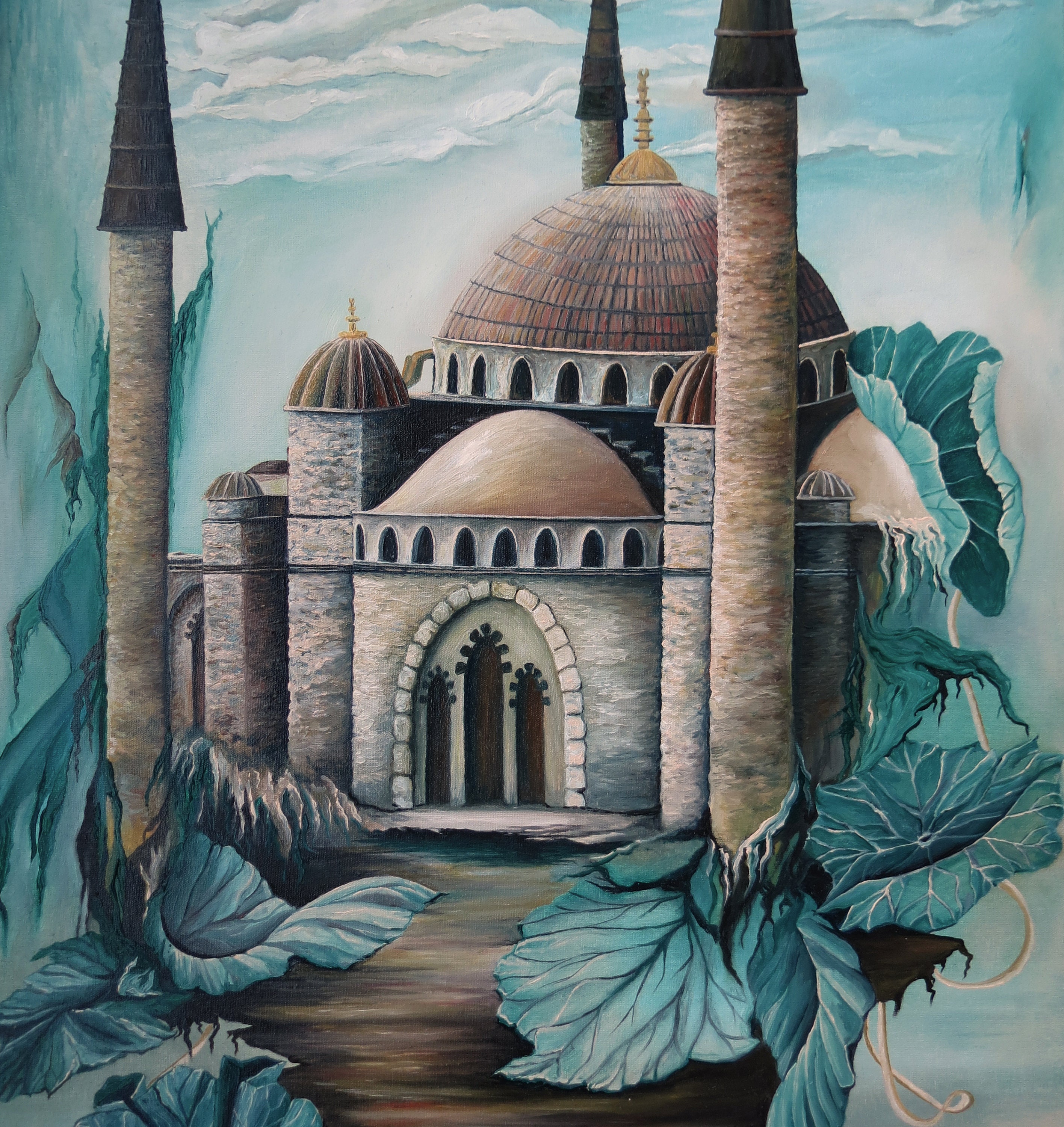 Oil Painting Islamic Blue Mosque Painting, Sultanahmet Mosque Original ...