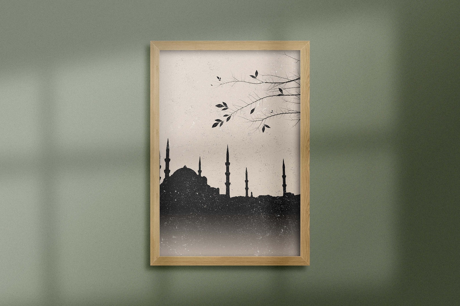 Islamic Wall Art Printable, Mosque Neutral Beige Black, Mosque Artwork ...