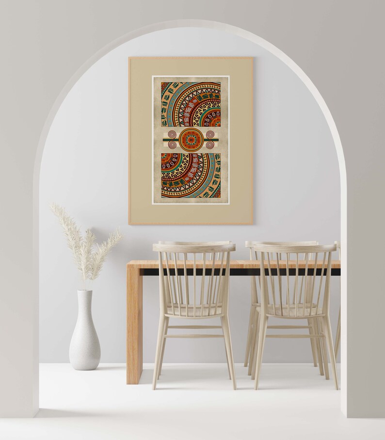 Mid Century African Ethnic Art Printable, African Geometric Textured ...