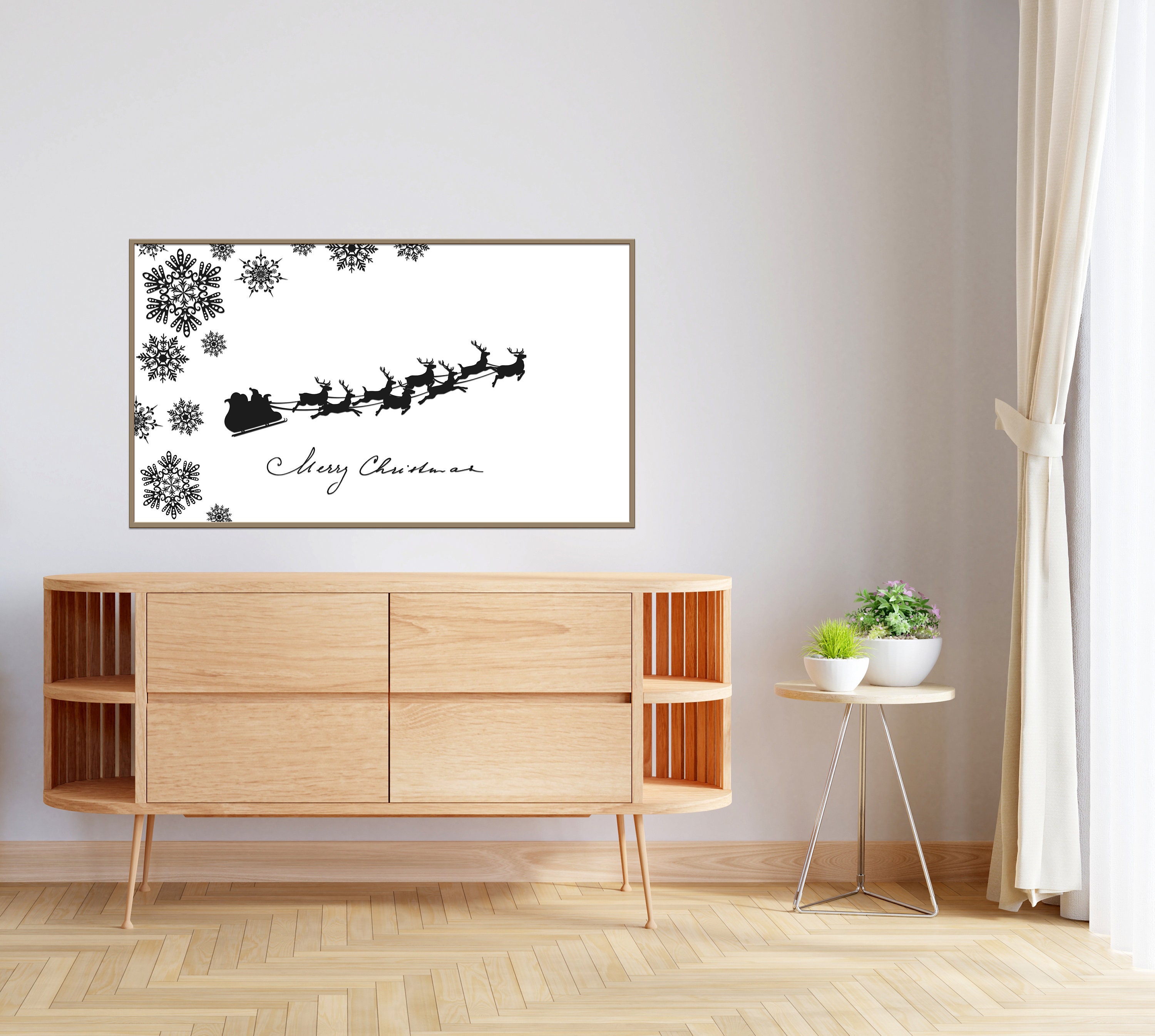Merry Christmas Art for Samsung Frame TV / Christmas Reindeer - Etsy