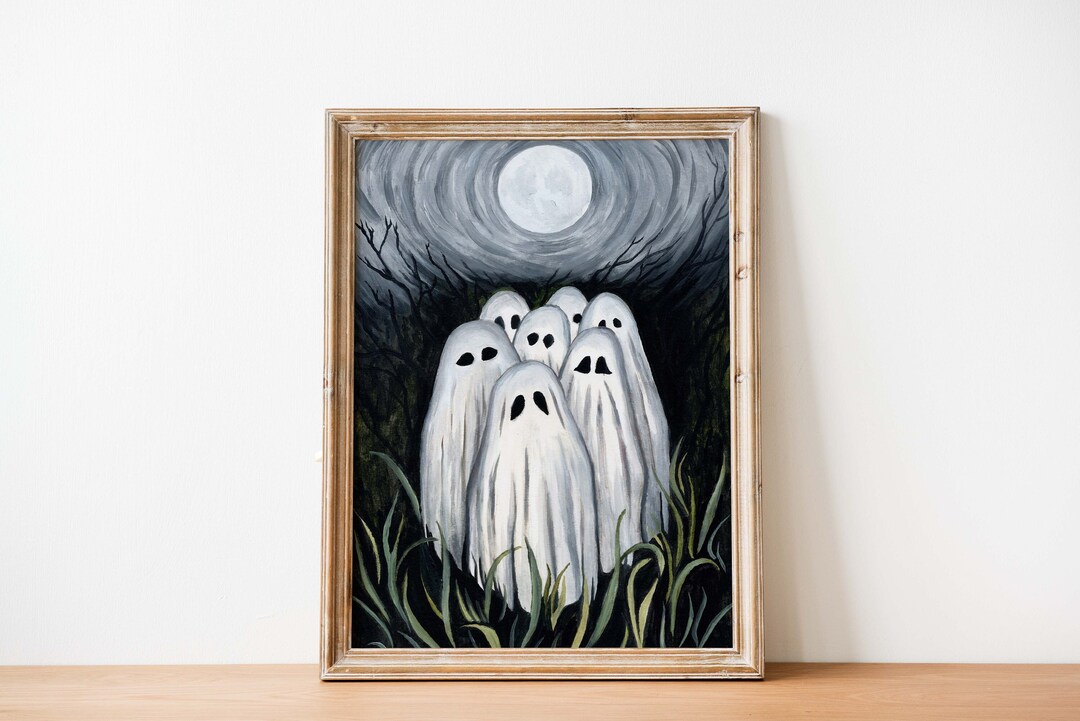 Ghost Oil Painting Art Print / Halloween Wall Decor / Halloween ...