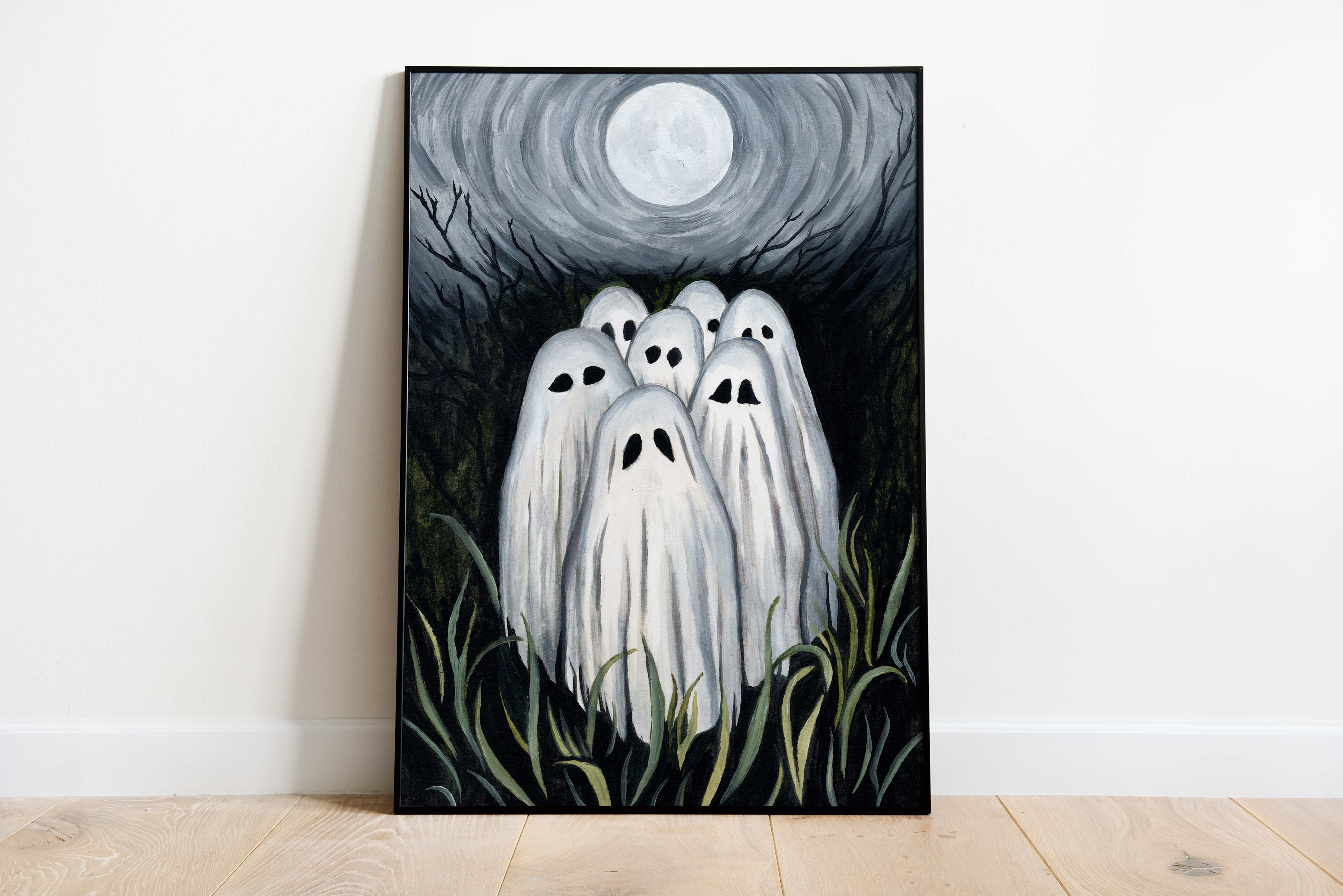 Ghost Oil Painting Art Print / Halloween Wall Decor / - Etsy