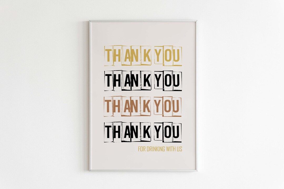 Thank You Bar Cart Print / Bar Cart Wall Art / Trendy Wall Art / Funny ...