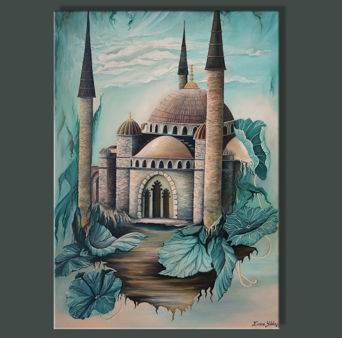 Oil Painting Islamic Blue Mosque Painting, Sultanahmet Mosque Original ...
