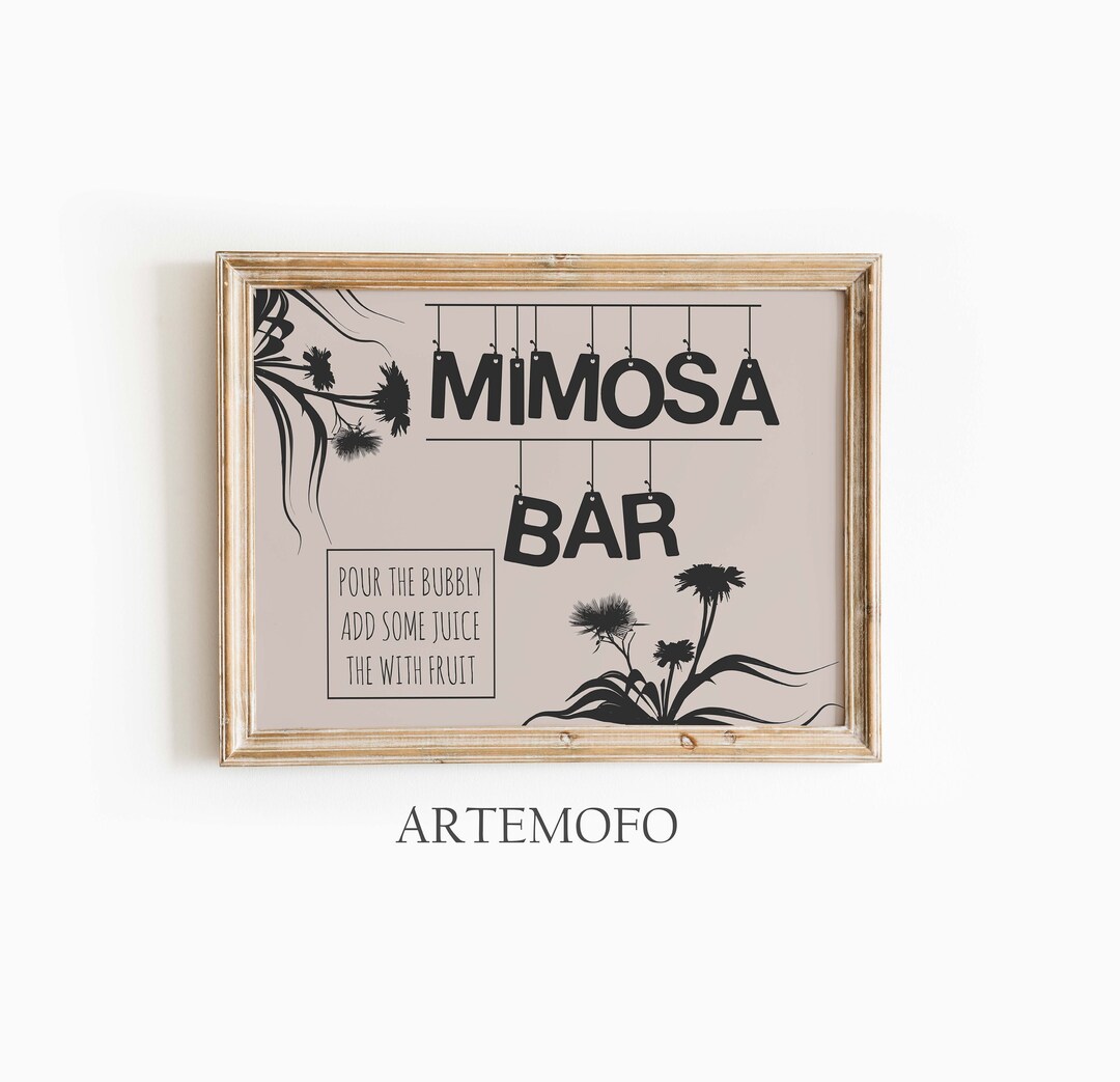Printable Mimosa Bar Sign Neutral / Wedding Mimosa Bar Sign / Mimosa ...