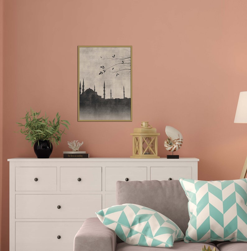 Islamic Wall Art Printable Mosque Neutral Beige Black Mosque - Etsy