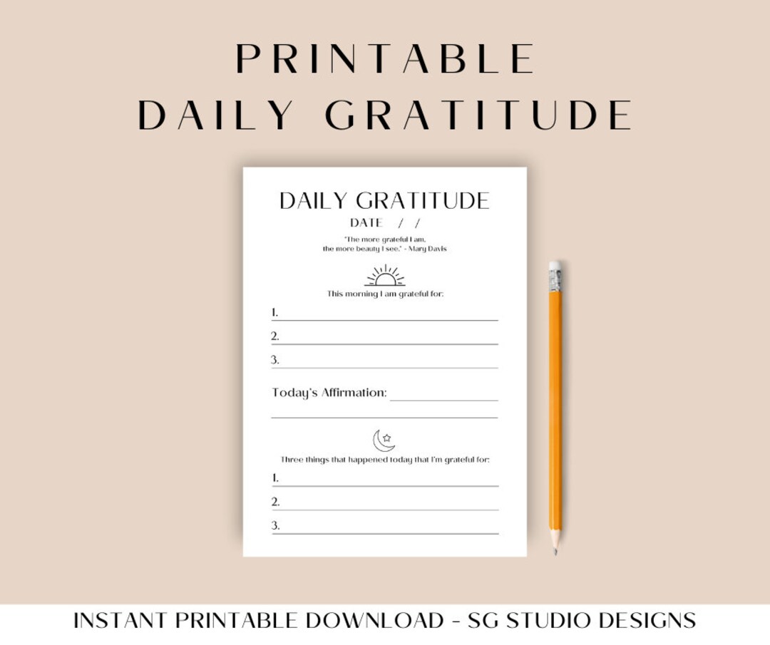 Printable Daily Gratitude Sheet: Cultivate Thankfulness Daily ...