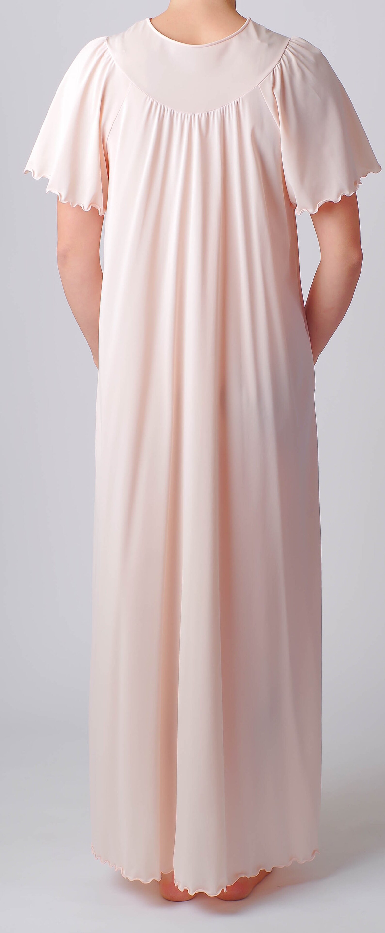 Powder Pink Silky Robe With Lace Neck Detail Shadow Line Small - Etsy