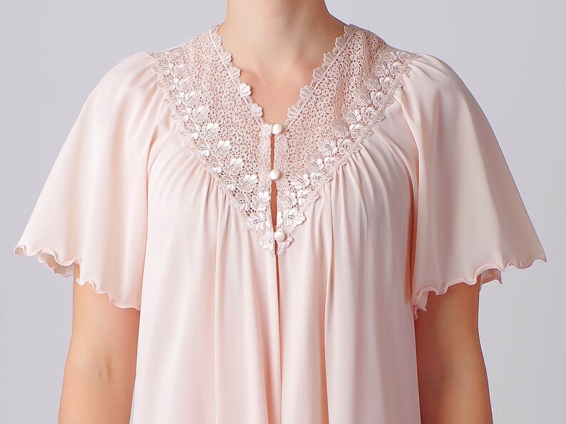 Powder Pink Silky Robe With Lace Neck Detail Shadow Line Small - Etsy