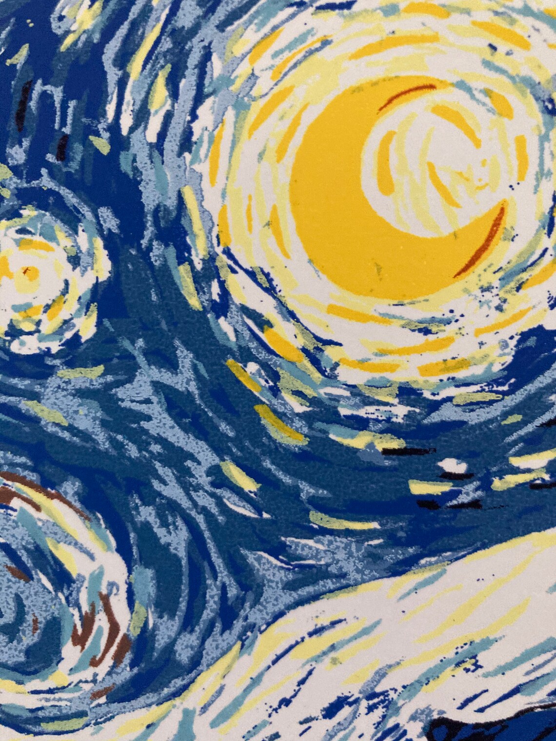 The Starry Night After Vincent Van Gogh Screen Print A3 - Etsy