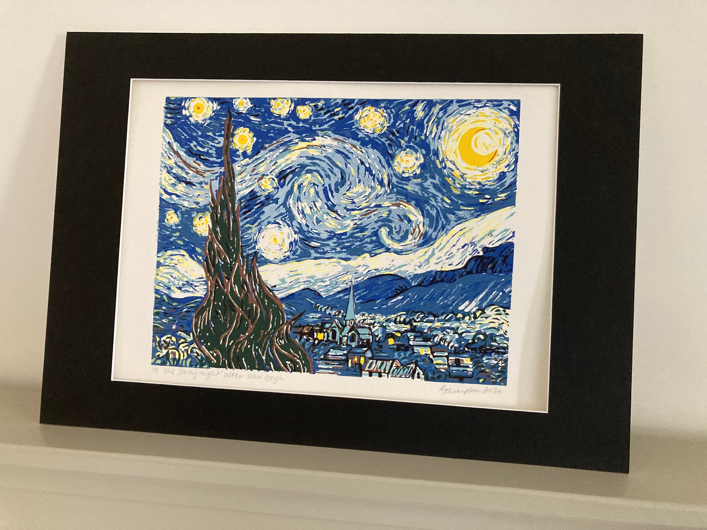 The Starry Night After Vincent Van Gogh Screen Print A3 - Etsy