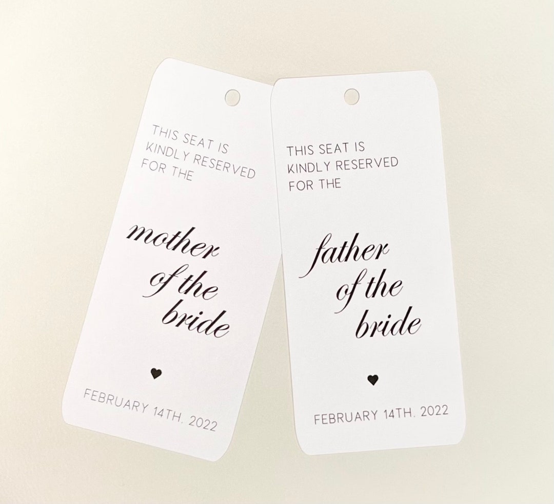 Wedding Seating Tags, Ceremony Tags, Seating Chart, Wedding Reserved ...