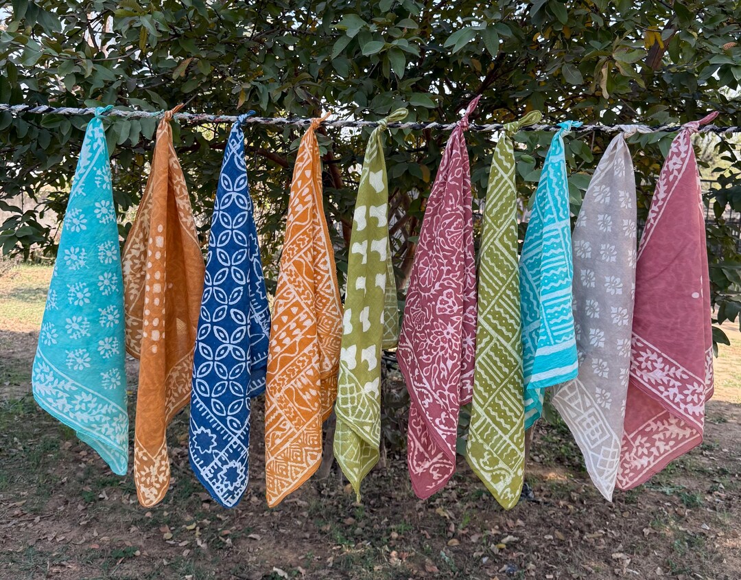 Set of 10 Mud Printed Indian Cotton Bandana Scarf,foulard,neckerchief ...