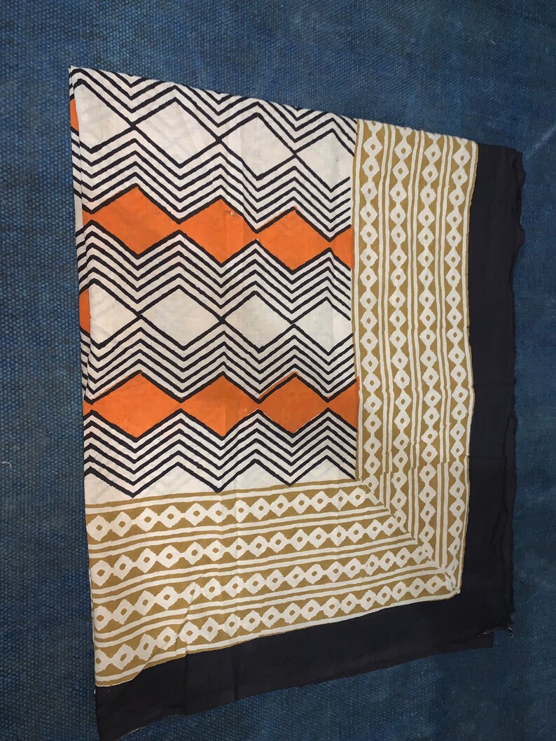 Black Border Multicoloured Hand Block print cotton | Etsy