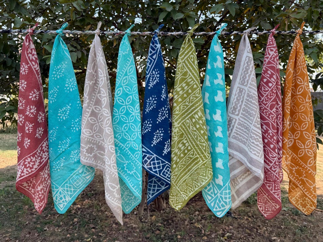 Set of 10 Mud Printed Indian Cotton Bandana Scarf,foulard,neckerchief ...