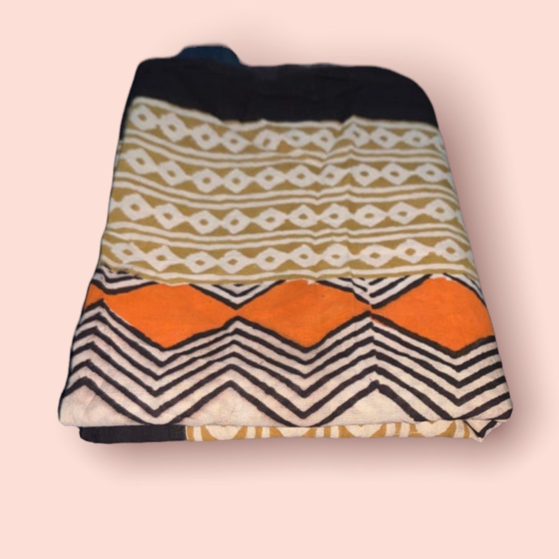 Black Border Multicoloured Hand Block Print Cotton - Etsy