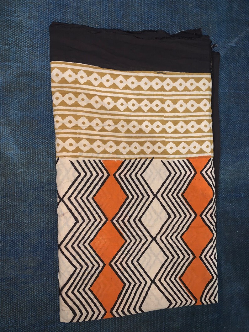 Black Border Multicoloured Hand Block print cotton | Etsy