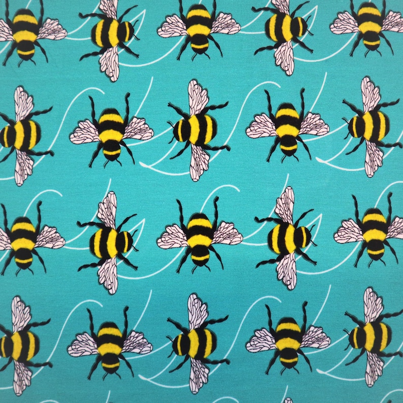 Organic Cotton Jersey Fabric in Bumble Bee Print - Etsy