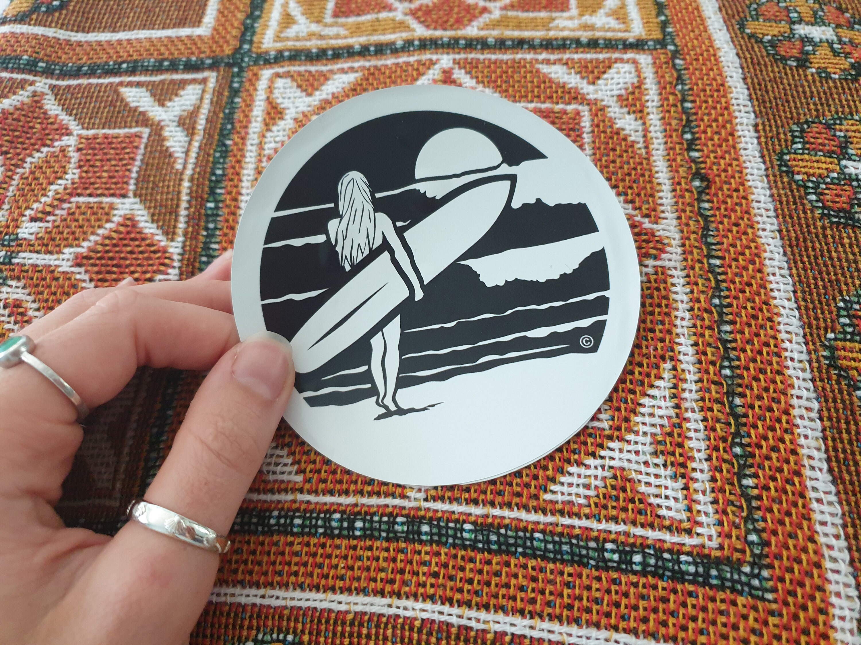 Surfing Wave Surf Sticker Beach Ocean Waves Car Caravan Decal Rainbow ...