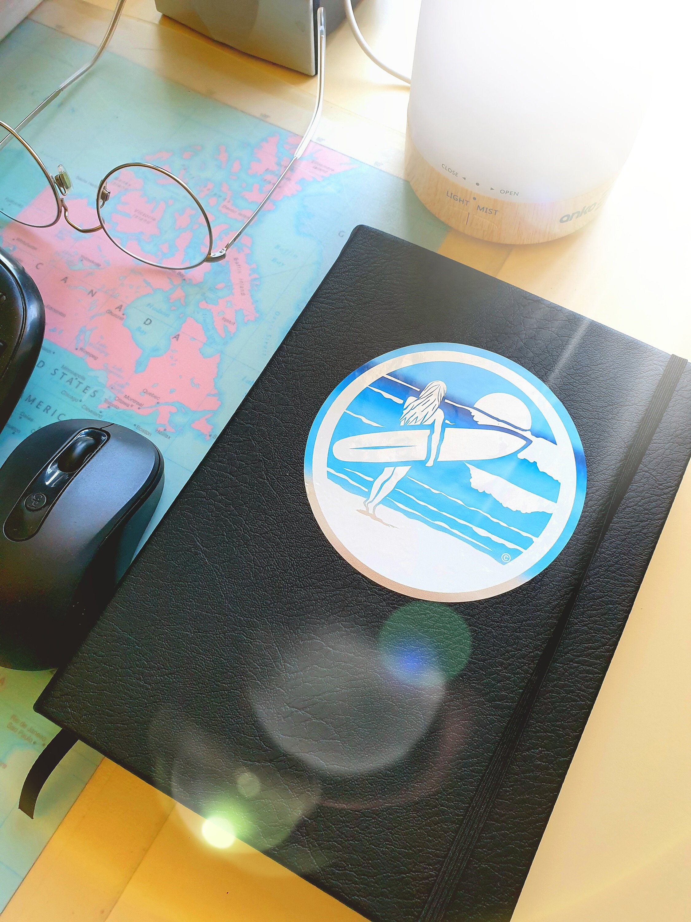 Surfing Wave Surf Sticker Beach Ocean Waves Car Caravan Decal Rainbow ...