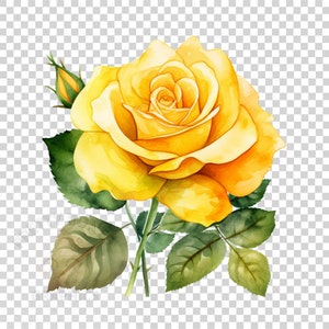 Yellow Rose Clipart, PNG Instant Download File, Digital Paper Craft ...