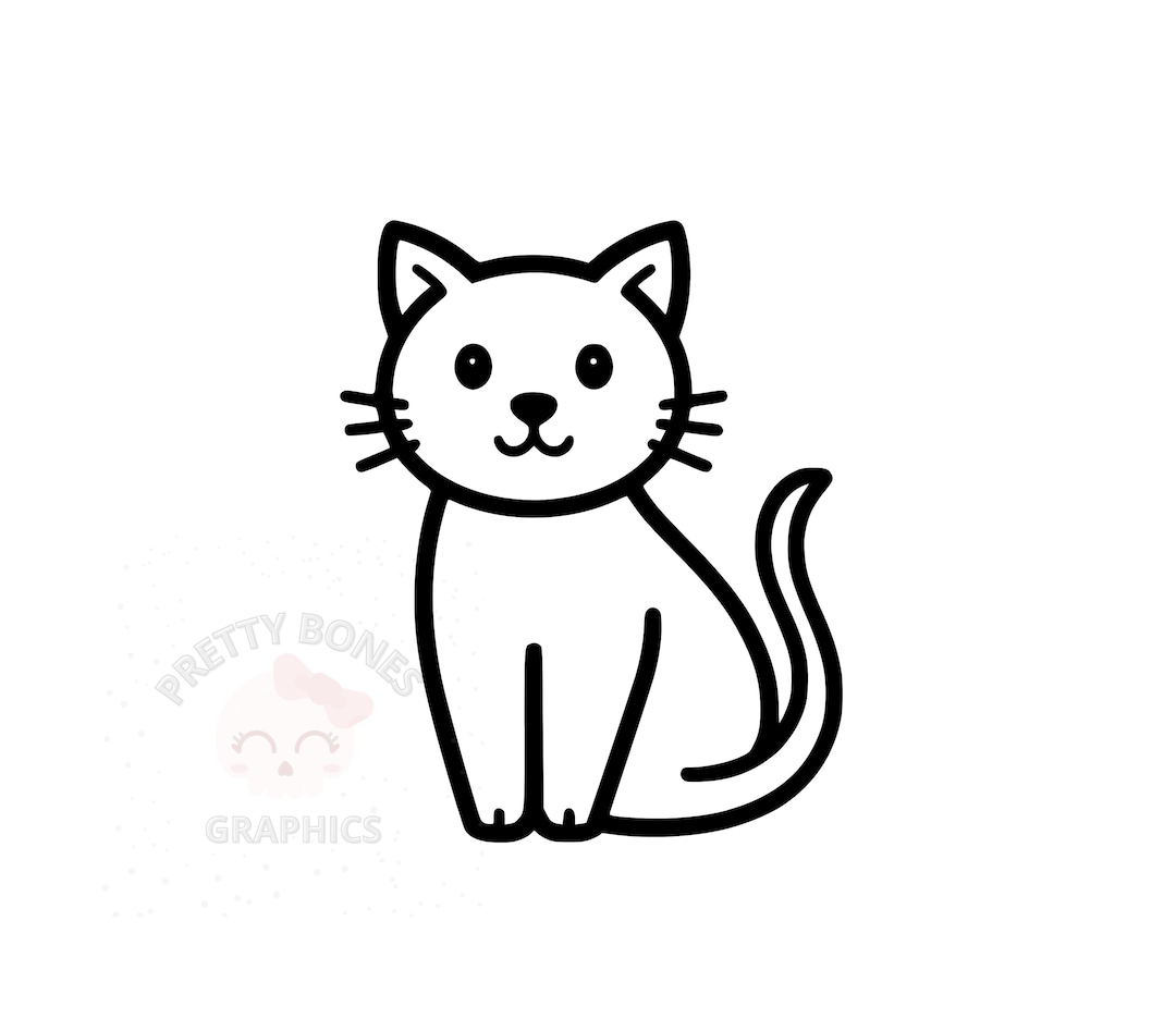 Cat Line Art, SVG, PNG, EPS, Dxf, Pdf Instant Download File, Digital ...