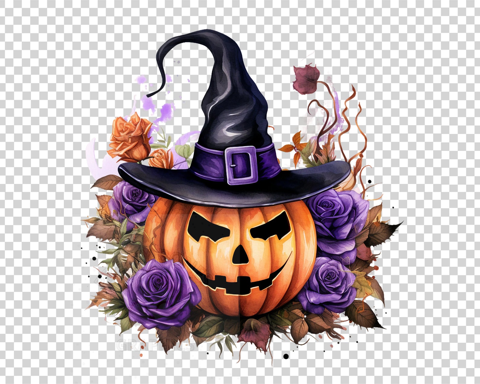 Halloween Witch Pumpkin Clipart PNG Instant Download Digital - Etsy