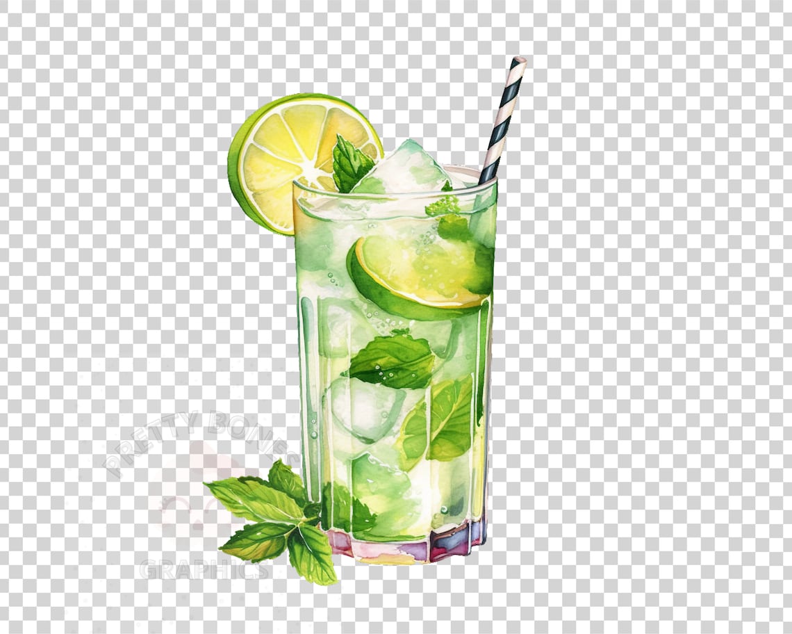 Mojito Cocktail Clipart, PNG Instant Download, Digital Paper Craft ...