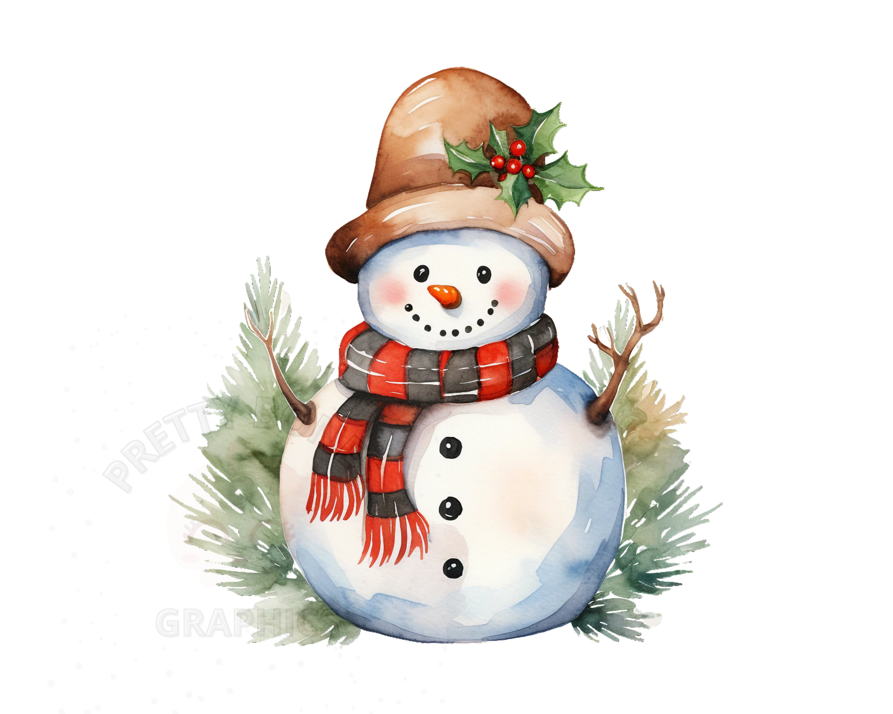 Watercolor Snowman Clipart Bundle 5 PNG Instant Download - Etsy