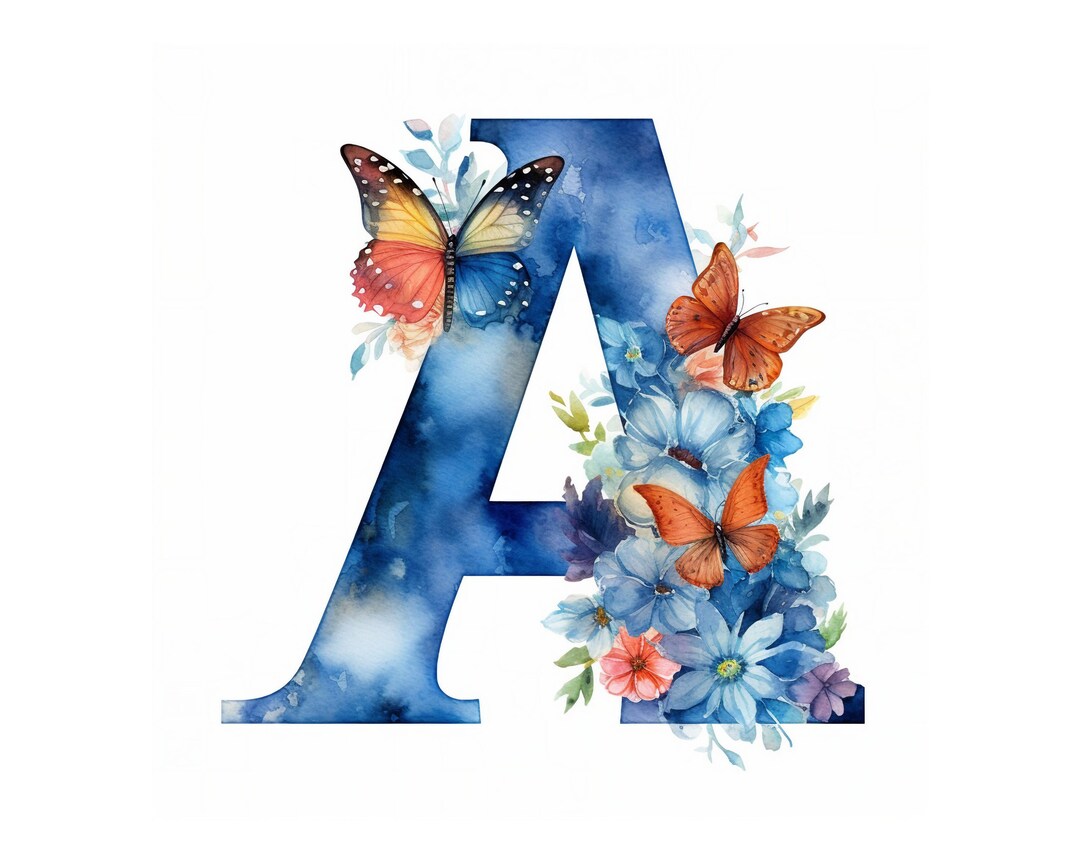 Watercolor Alphabet Letter A Clipart JPG Instant Download Letter A