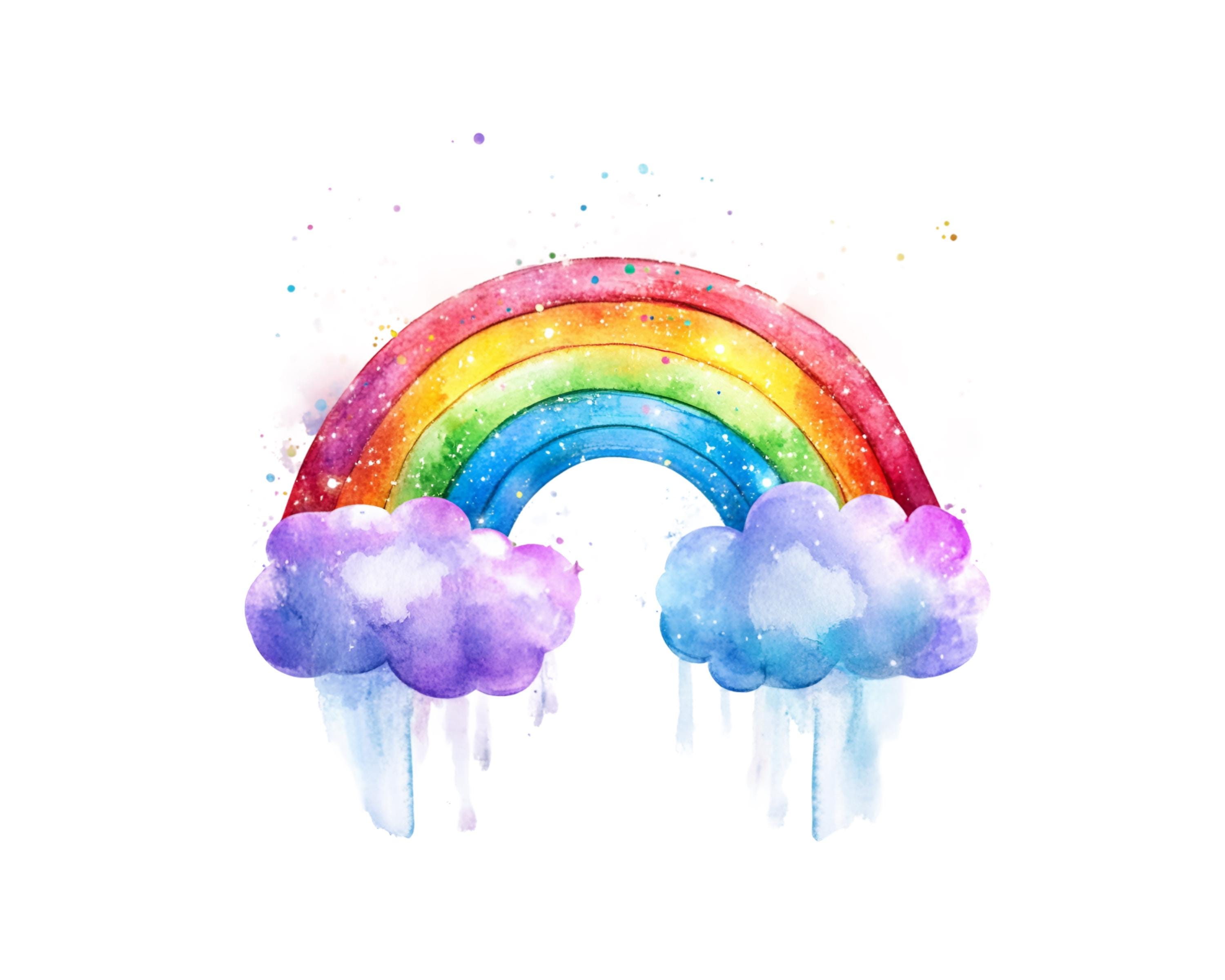 10 Rainbow Cloud Clipart Images, PNG Instant Download Files, Digital ...