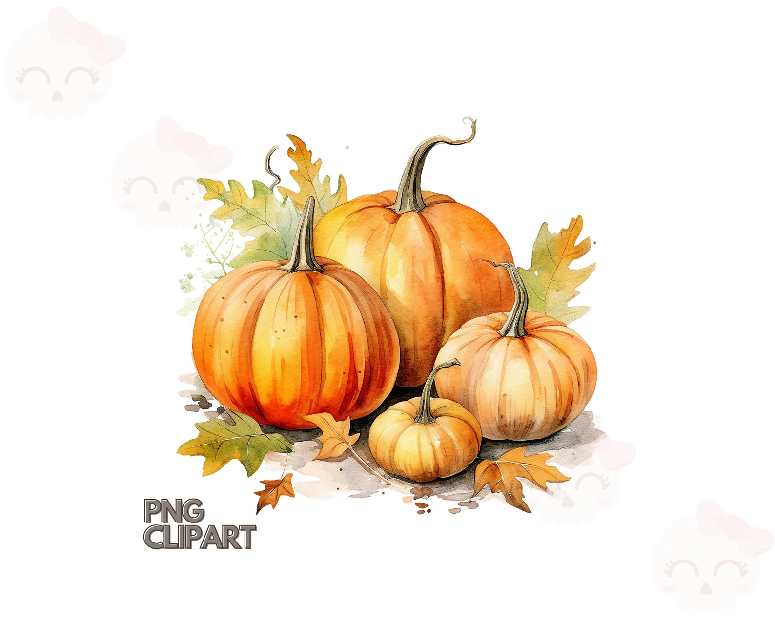 Watercolor Pumpkin Clipart, PNG Instant Download File, Fall Pumpkin ...