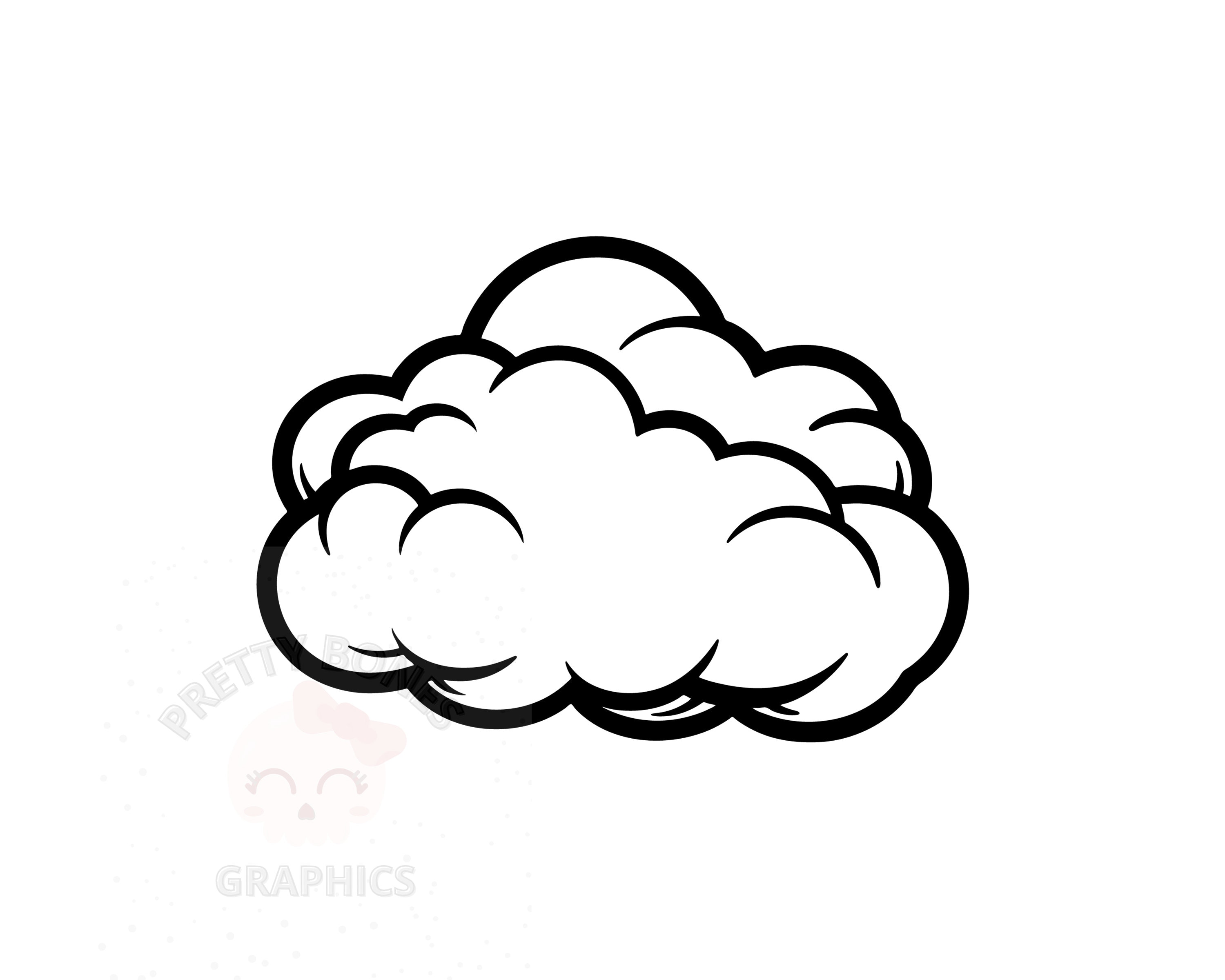 Cloud Outline Clipart, SVG, PNG Instant Download File, Card Making ...