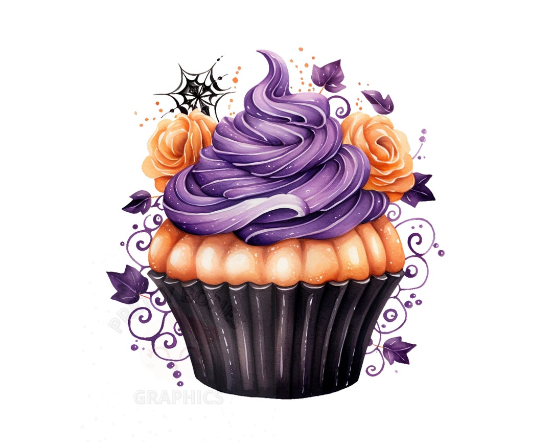 Halloween Cupcake Clipart, PNG Instant Download File, Cupcake Digital ...