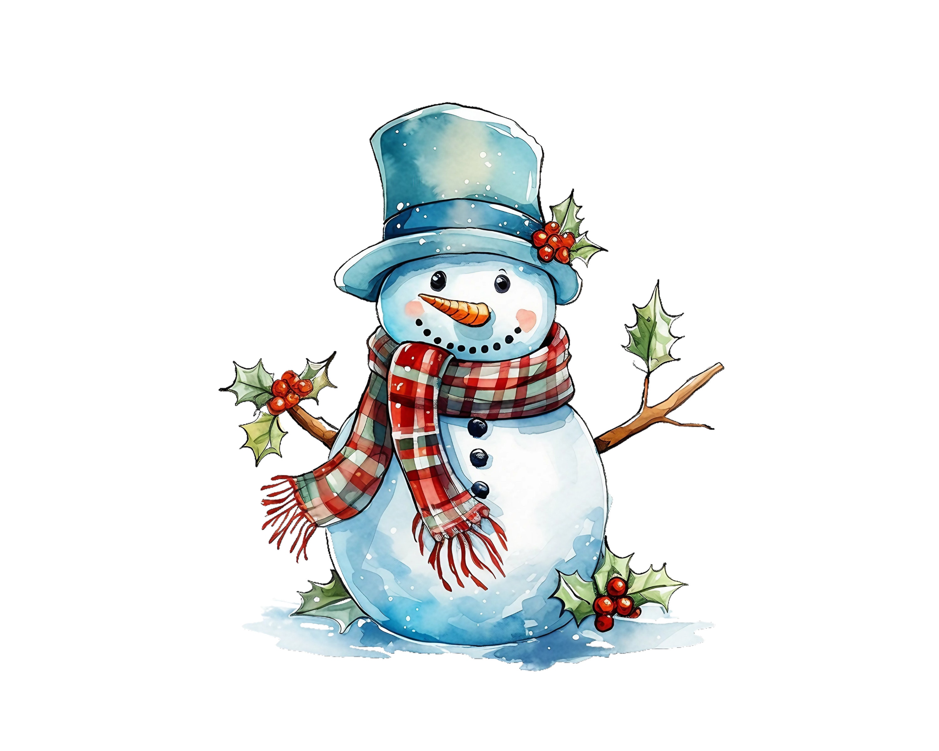 Snowman Illustration No.1, PNG Digital Download File, Printable Art ...