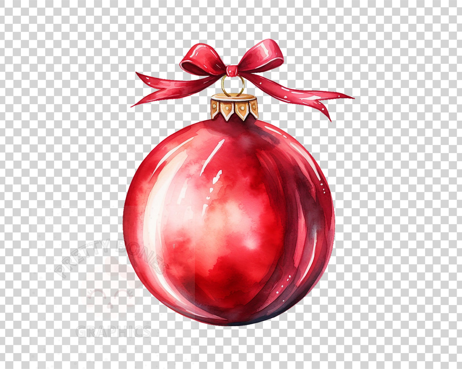 Red Christmas Bauble Clipart PNG Instant Download File - Etsy