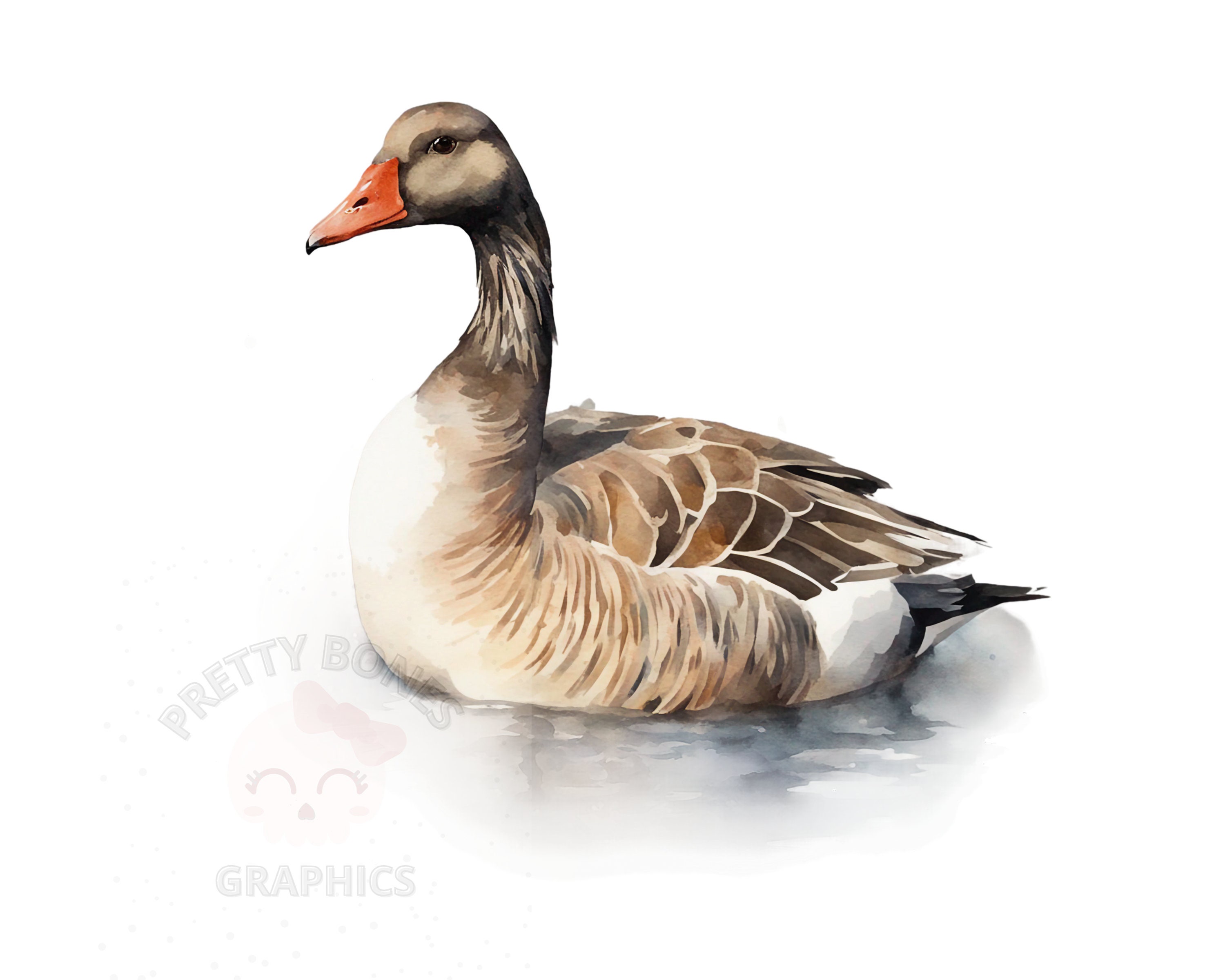 Watercolor Goose Clipart, PNG Instant Download File, Digital Design for ...