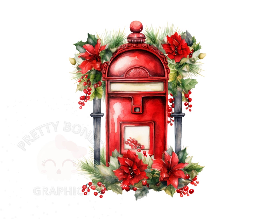 Christmas Post Box Clipart, PNG Instant Download File, Postal Box ...