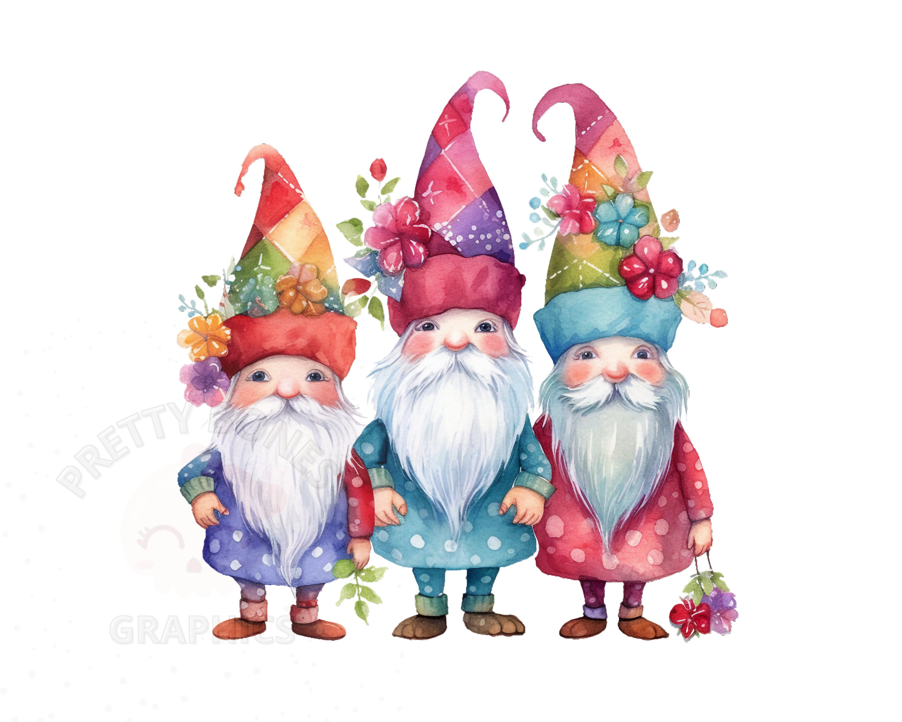 Watercolor Gnomes Clipart, PNG Instant Download File, Gnomes Printable ...