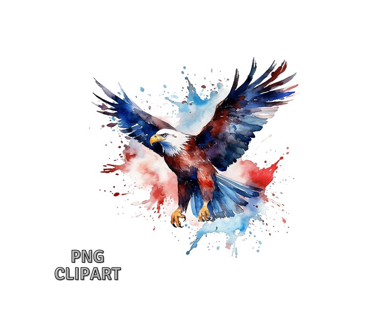 Watercolor Eagle Clipart Instant Download PNG File Eagle - Etsy
