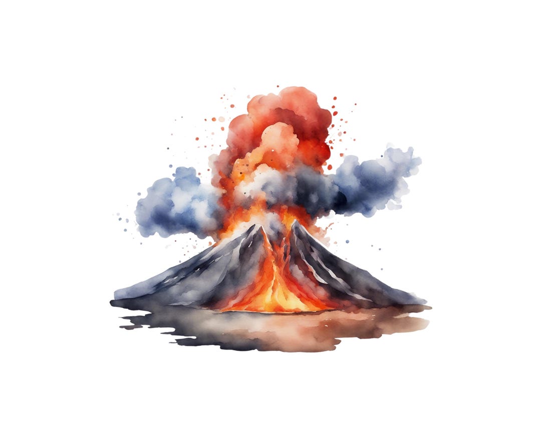 Volcano Clipart, PNG Instant Download File, Digital Design for Crafting ...