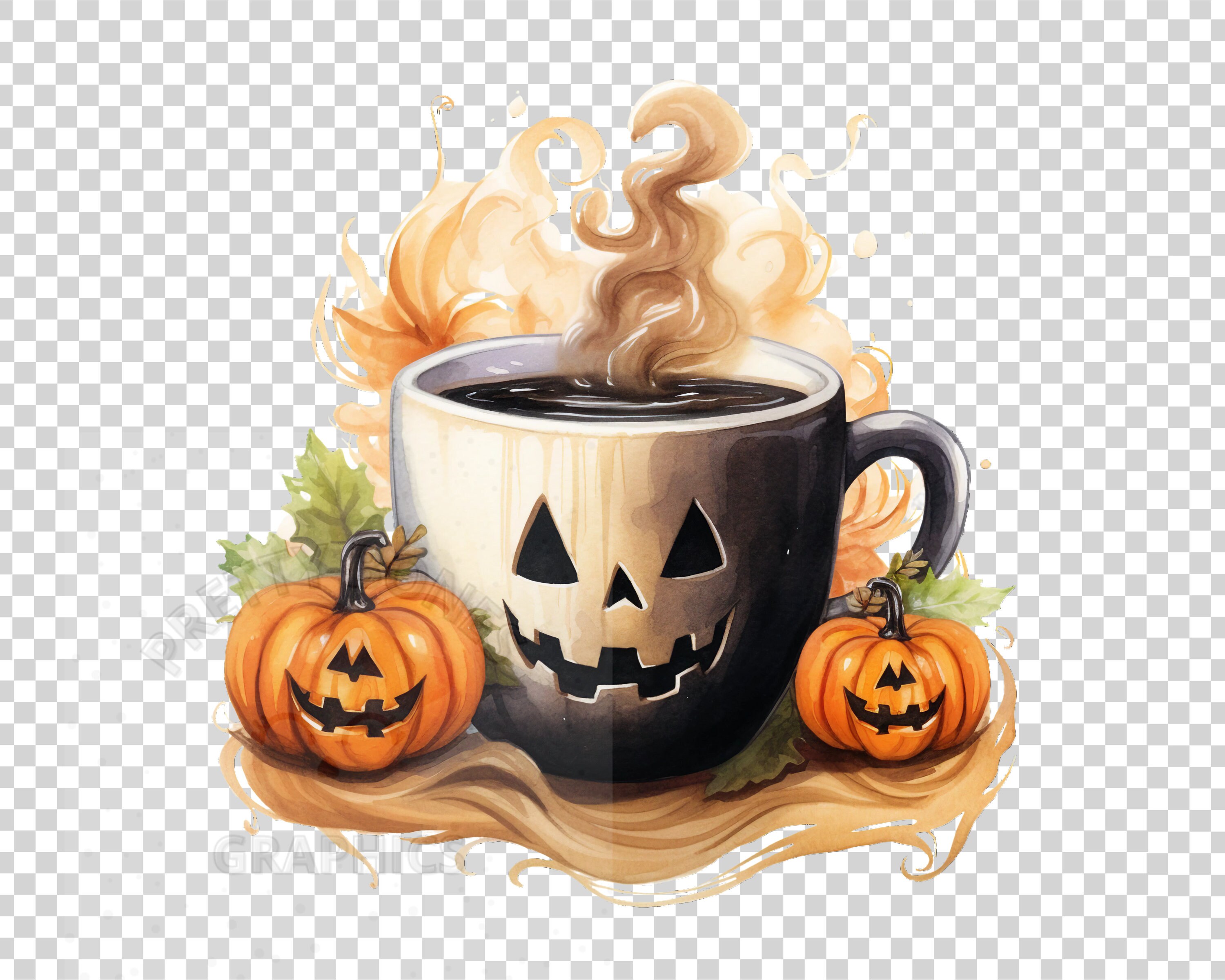 Halloween Coffee Cup Clipart PNG Instant Download File - Etsy