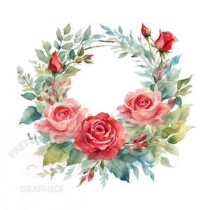 Red Rose Frame Clipart, PNG Instant Download File, Digital Design for ...