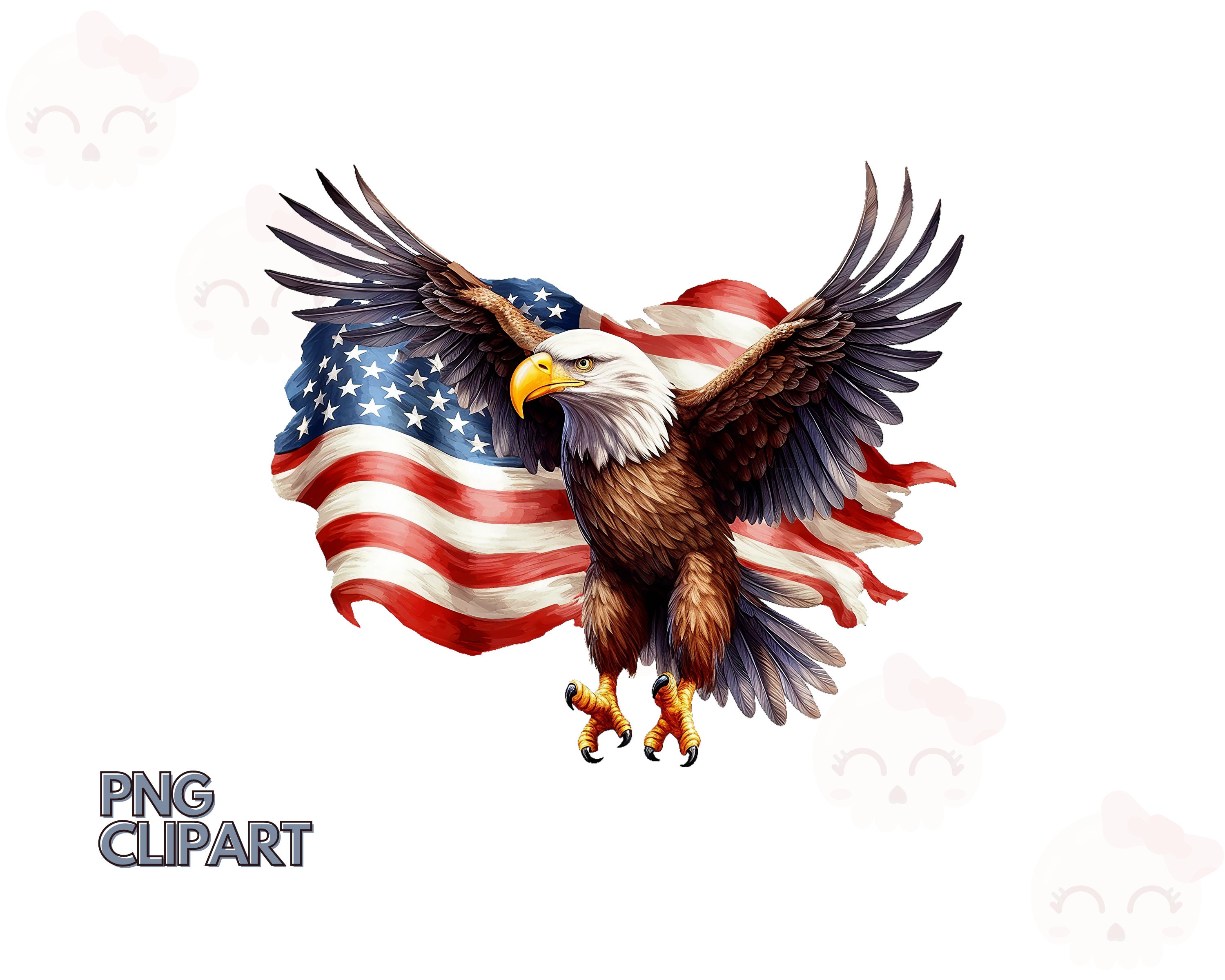 American Patriotic Eagle, 4th of July Clipart, PNG Digital Download ...