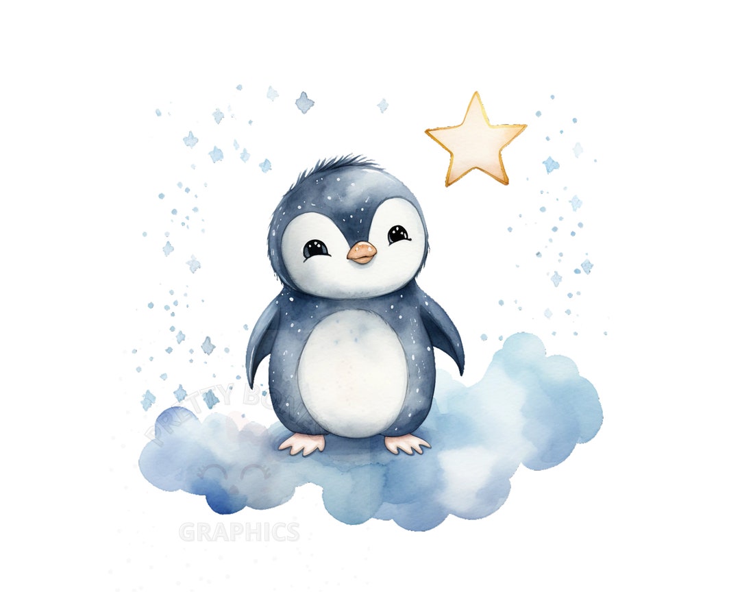 Baby Penguin Clipart, PNG Instant Download File, Digital Paper Craft ...