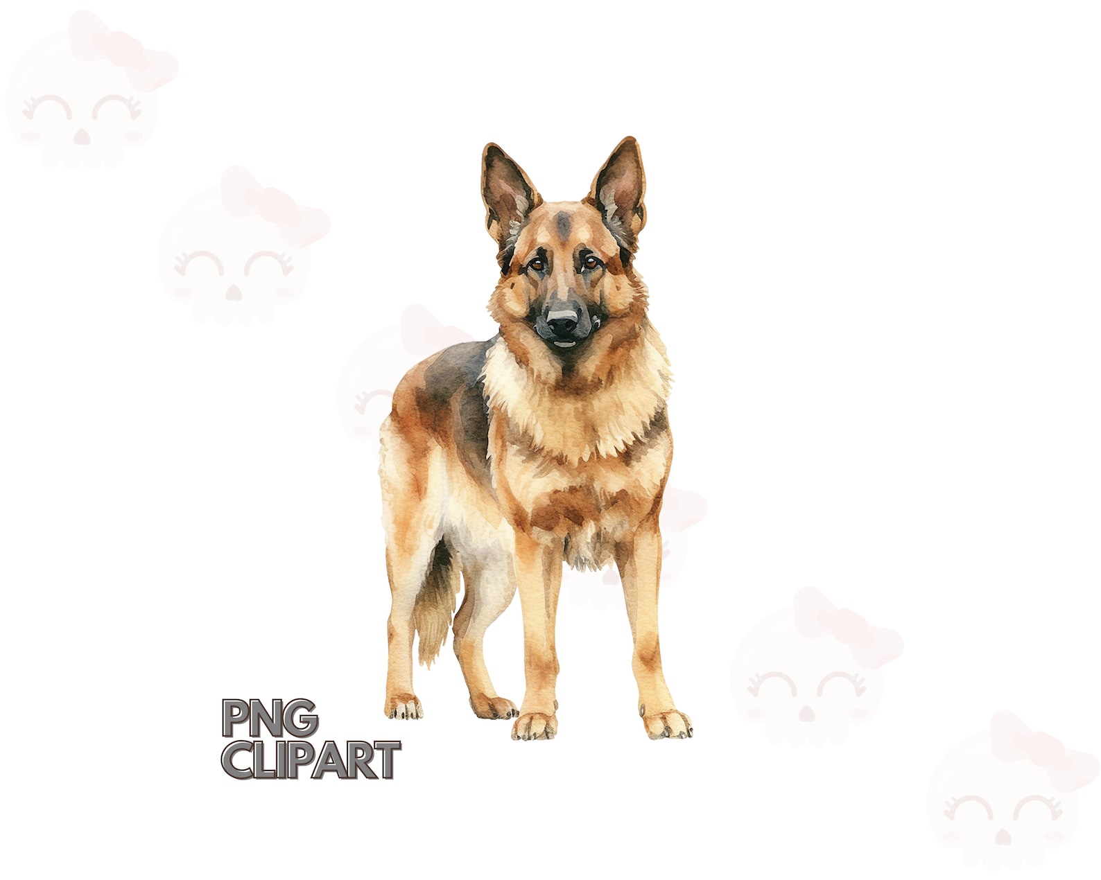 Watercolor German Shepherd, PNG Instant Download File, Dog Clipart ...