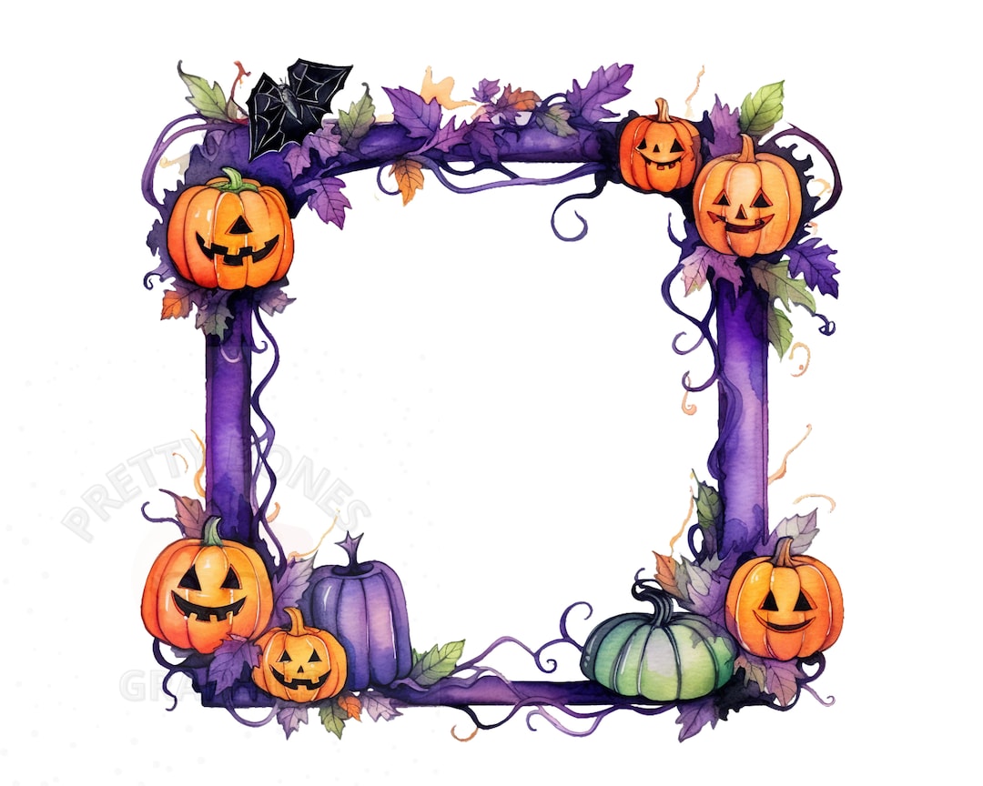 Halloween Frame Clipart, PNG Instant Download File, Halloween Frame ...