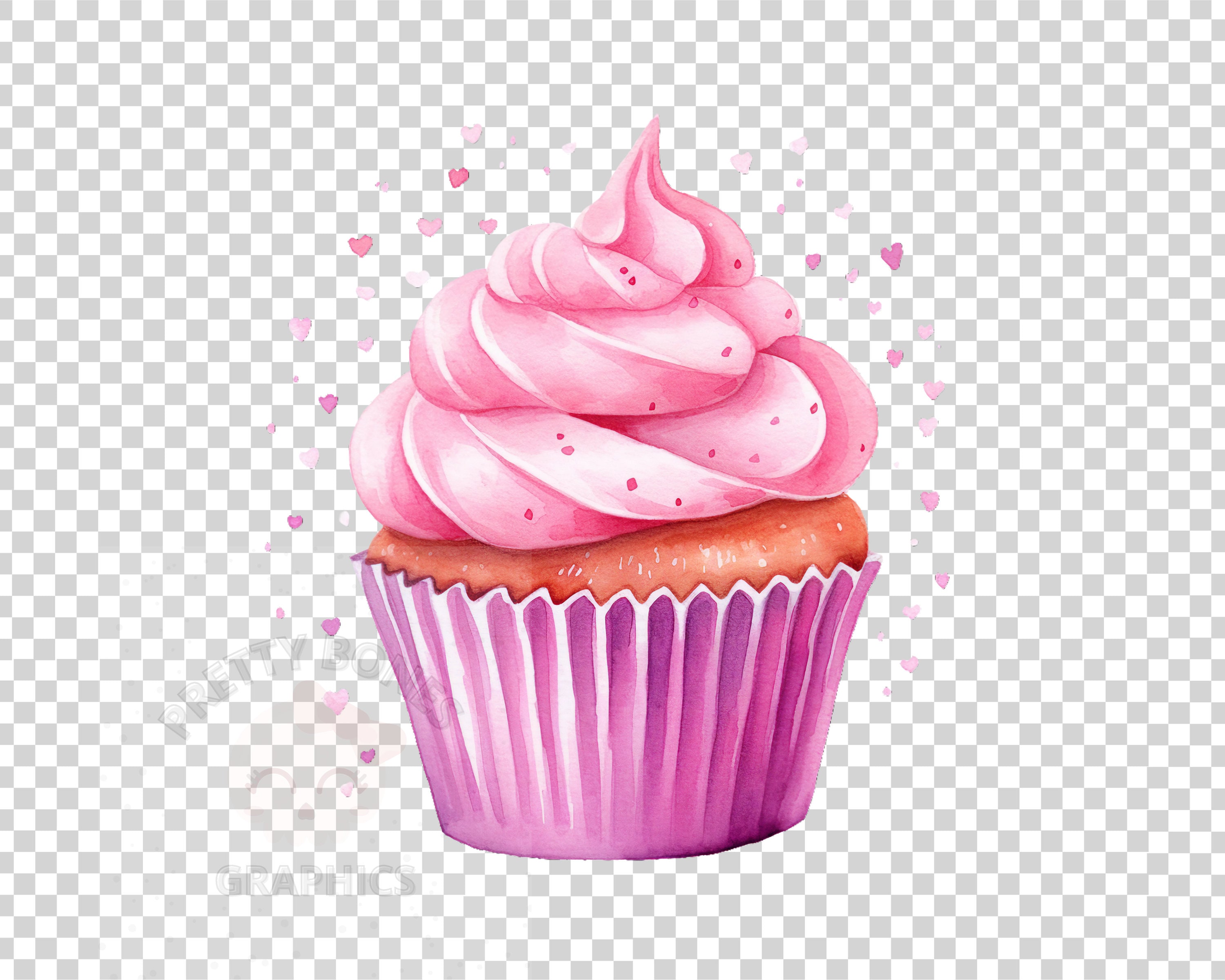 Pink Cupcake Clipart, PNG Instant Download File, Digital Design for ...