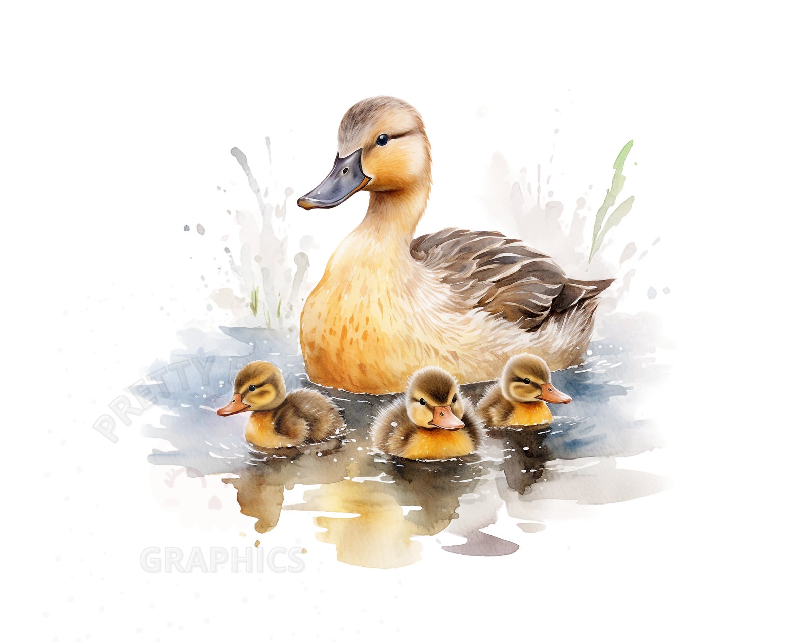 Enten und Entlein Clipart Bundle, 5 PNG Dateien zum sofortigen Download ...