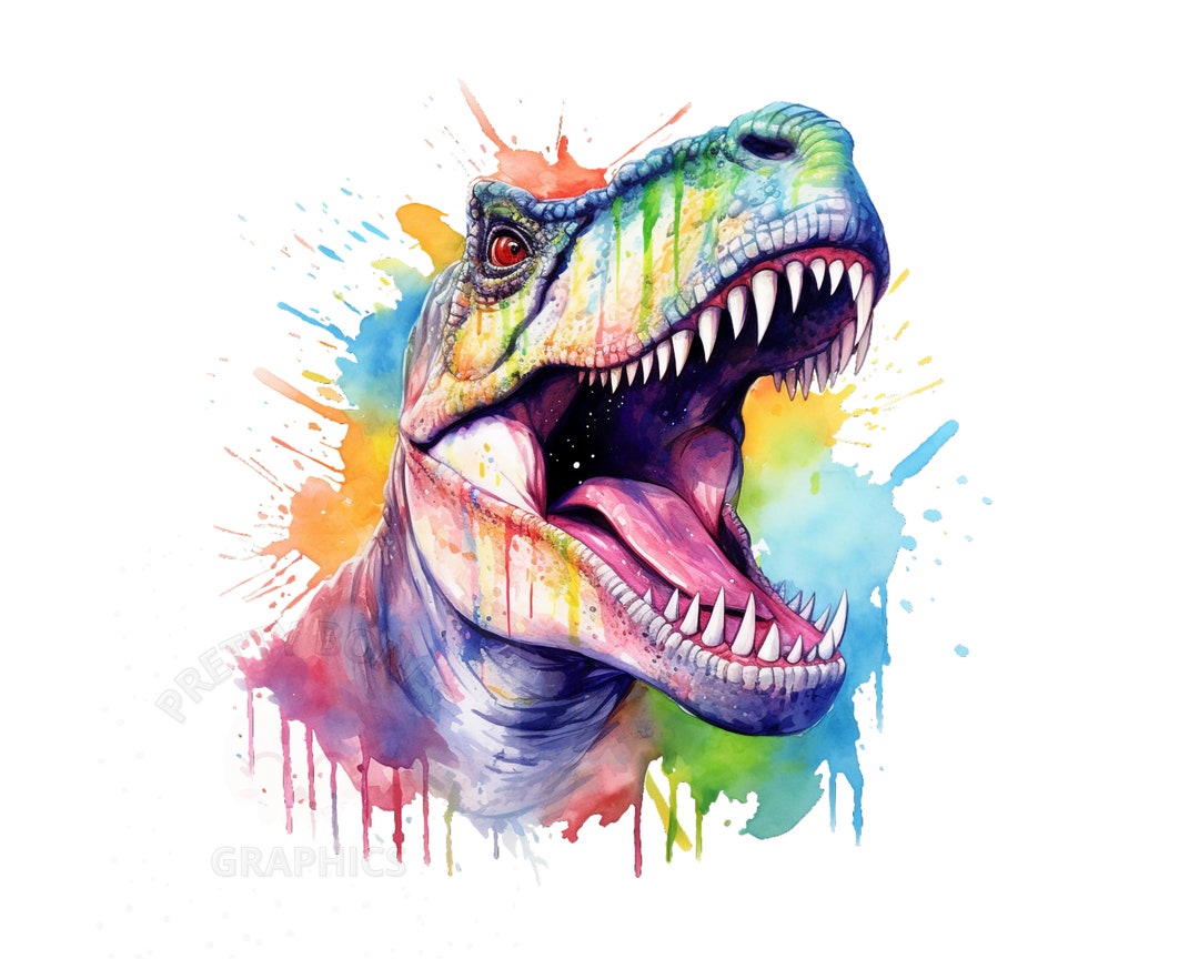 Watercolor T-rex Clipart, PNG Instant Download File, Digital Design for ...